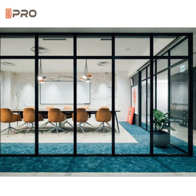 12mm Partisi Kantor Modern Bingkai Logam Kaca Dinding Partisi Pembatas ...