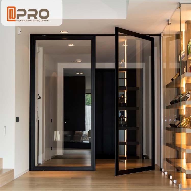 Interior Pivot Revolving Pintu Masuk Modern Kaca Aluminium Komersial ...